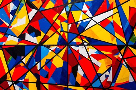 Bold And Vibrant Abstract Background With Intersecting Lines And Triangles In Primary Colors