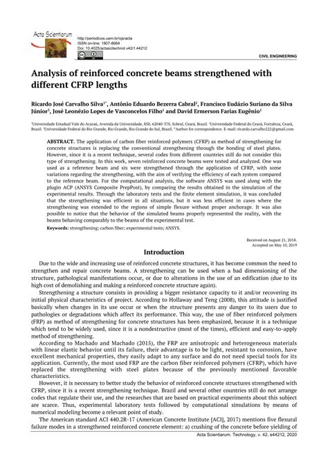 Pdf Analysis Of Reinforced Concrete Beams Strengthened With Different Cfrp Lengths