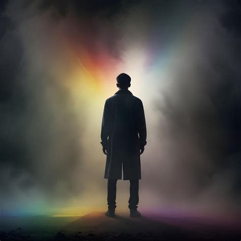 Premium Photo Man Standing In Front Of Rainbow Flag