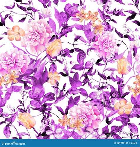 Flores Do Campo Gramas Ervas Teste Padrão Sem Emenda Do Verão