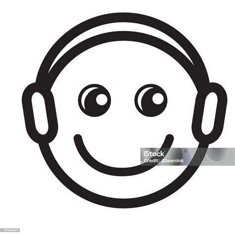 Cute Simple Outline Line Art Emoji On Isolated White Background Stock