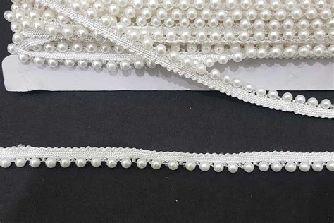 Mohan Shoppe Beaded Pearl Lace Moti Lace For Bridal Lehenga Saree