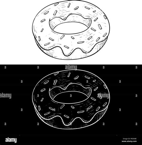 Donut Black And White Outline Drawings Stock Vector Image And Art Alamy