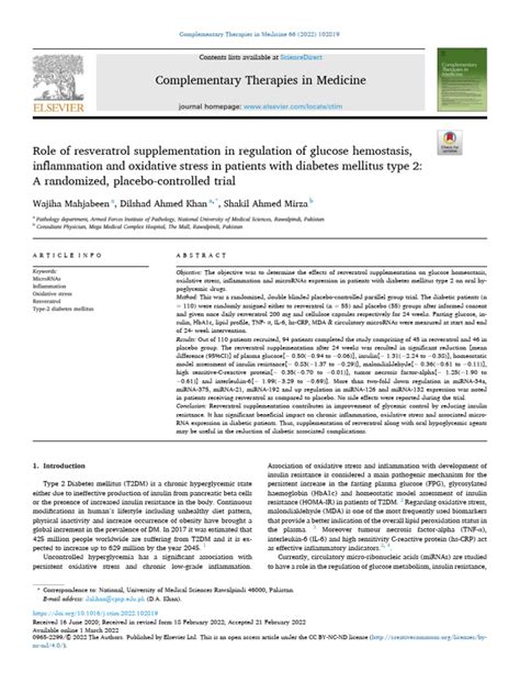 Role Of Resveratrol Supplementation In Regulation Of Glucose Hemostasis