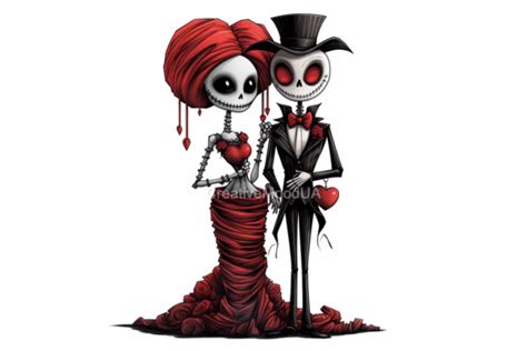 Skeletons Celebrate Valentines Day Png Graphic By Creativemoodua · Creative Fabrica