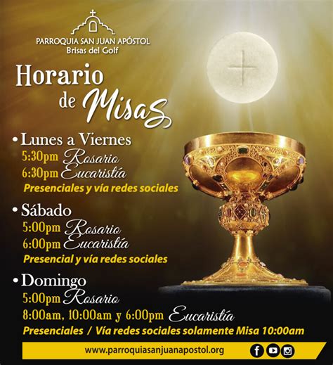 Nuevo Horario De Misas Parroquia San Juan Apóstol