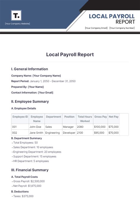 Free Payroll Report Templates To Edit Online And Print