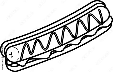 Fast Food Isolated Vector Illustration Of Outline Black And White