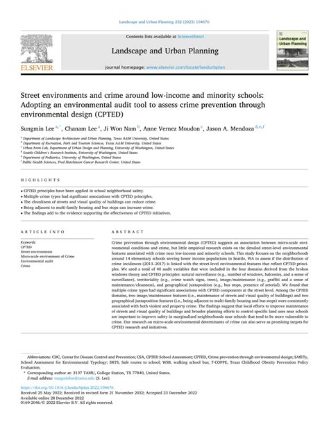 Pdf Street Environments And Crime Around Low Income And Minority