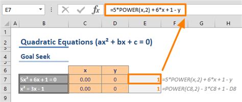How To Solve Quadratic Equations In Excel Goal Seek
