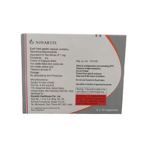 1mg Tacrolimus Capsules Ip Novartis At Rs 330strip In New Delhi Id