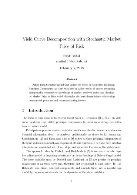 Affine Term Structure Model With Stochastic Market Price Of Risk Pdf