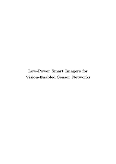 pdf low power smart imagers for vision enabled sensor networks