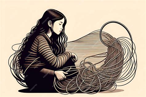 Premium Ai Image Girl Sitting On Twine Continuous Line Drawing Vector