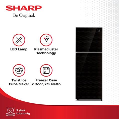 Promo Sharp Kulkas 2 Pintu Sj 426gi Mk Glass J Tech Inv Matrix Black