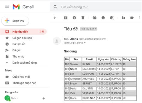 Báo cáo tự động qua Email HTML trong SQL Server