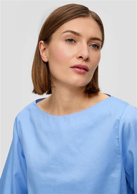 Long Sleeve Blouse With A Bateau Neckline Light Blue Soliver
