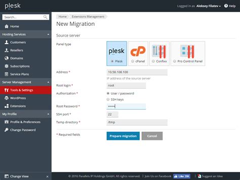 Plesk Migrator Extension Plesk