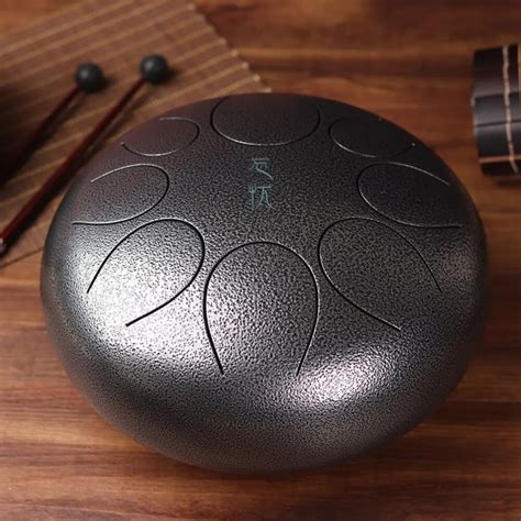 12 Inch Tongue Drum 8 Tones Steel Hand Drum 6 Colors With Drum Mallets