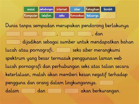 PJPK TINGKATAN 4 PERHUBUNGAN SEKS SIBER Complete The Sentence