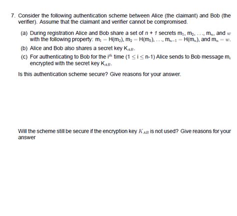7 Consider The Following Authentication Scheme