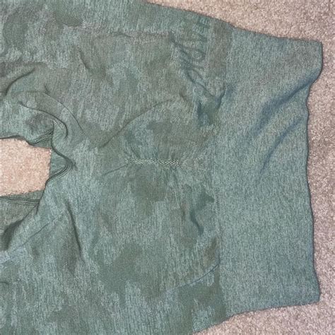 Gymshark Sage Green Camo Scrunch Butt Leggings Gem