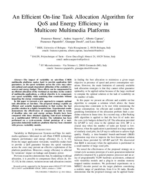Pdf An Efficient On Line Task Allocation Algorithm For Qos And Energy