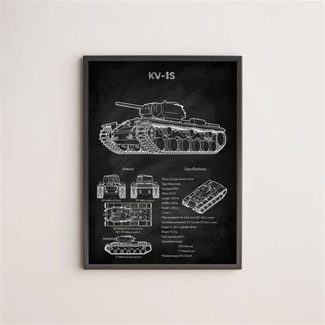 Soviet Kv S Heavy Tank Blueprint Ww Poster Wall Decor Etsy