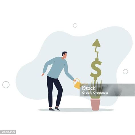 투자 성장 또는 비즈니스 성장 주식 시장에서 이익을 얻거나 Growthflat 벡터 일러스트 레이 션을 얻습니다 개념에 대한