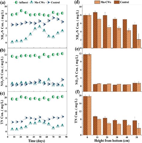 Influent And Effluent Concentrations Of Nh 4 N A No 3 N B And