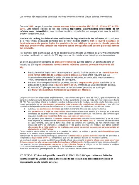 Norma Iec 61730 Resu Pdf Energía Solar Fotovoltaica