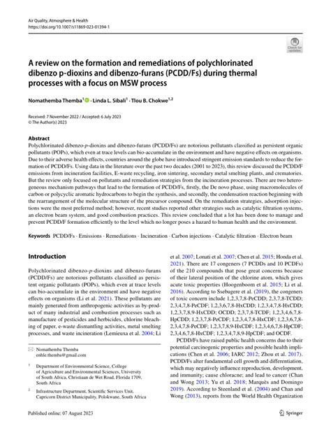 Pdf A Review On The Formation And Remediations Of Polychlorinated