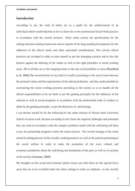 Social Work Ethics Justice Academic Assessment