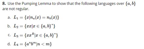 Solved Solving Problem Using Pumping Lemma Show Work To Get