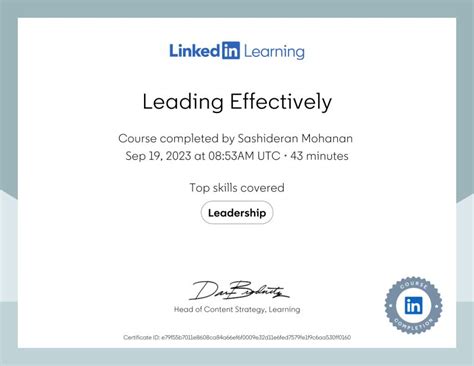 Sashideran Mohanan On Linkedin Certificate Of Completion