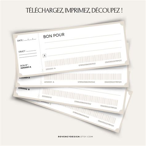 Carnet De Bons à Imprimer En Français Chéquier De Bons Cadeaux à