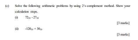 Solved C Solve The Following Arithmetic Problems By Using Chegg Com