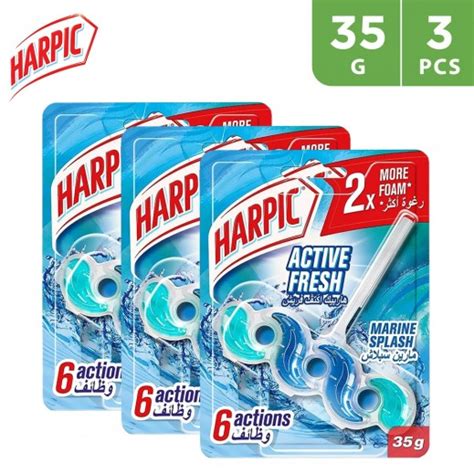 Buy Harpic Active Fresh Marine Splash Toilet Blocks 3 X 35 G توصيل