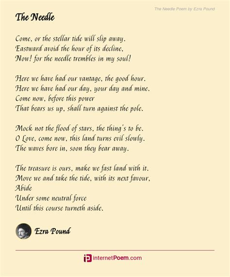 The Needle Poem By Ezra Pound