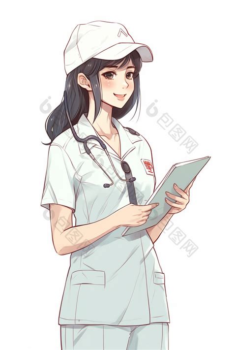 爱心护士女孩数字插画图片 包图网