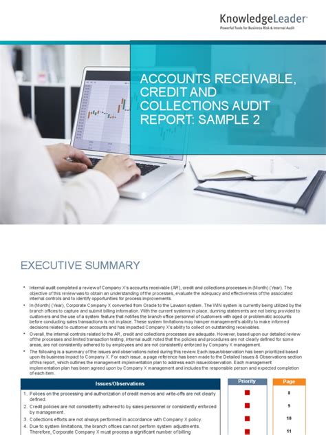 Accounts Receivable Credit And Collections Audit Report Sample 2 Pdf Internal Control Audit