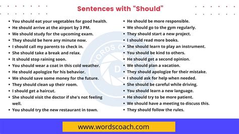 200 Sentences With Should Word Coach