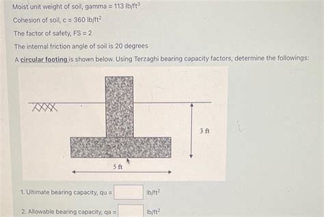 Solved Moist Unit Weight Of Soil Gamma 113 Mathrm