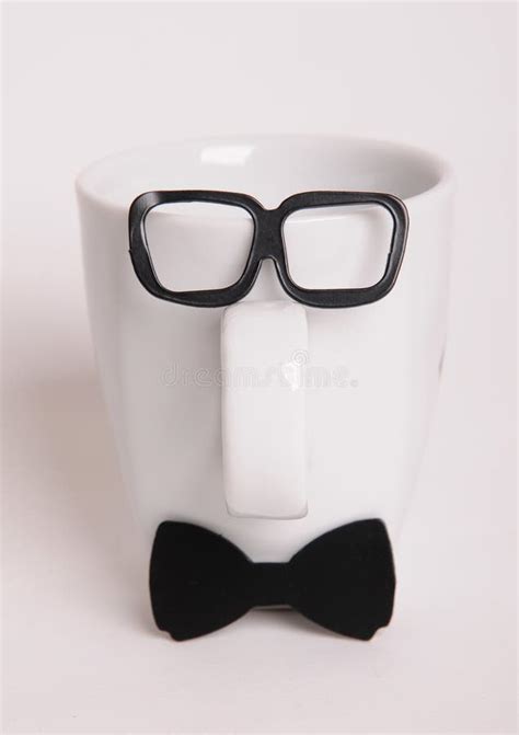 Coffee Cup In Mans Image Hipster Style Bow Tie Glasses Stock Image