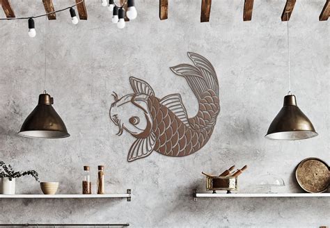 Koi Fish Wall Decor Art Japanese Koi Fish Metal Art Indoor Etsy