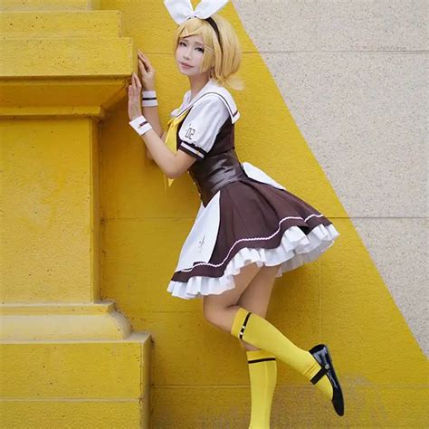 Custom Made Vocaloid Kagamine Rin Women Coffee Uniform Dress Lolita Clothes Anime Cosplay