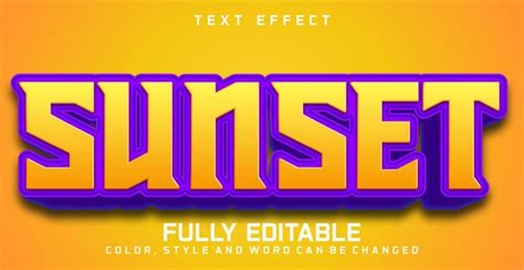 Premium Vector Sunset Text Editable Style Effect Colorful Concept
