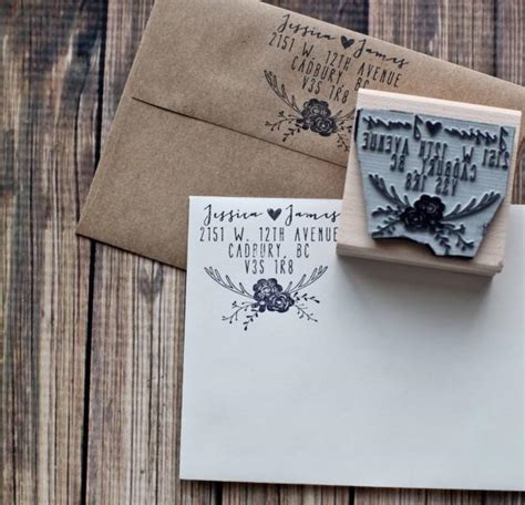 Rustic Wedding Stamp Deer Antler Return Address Stamp Wedding Rubber