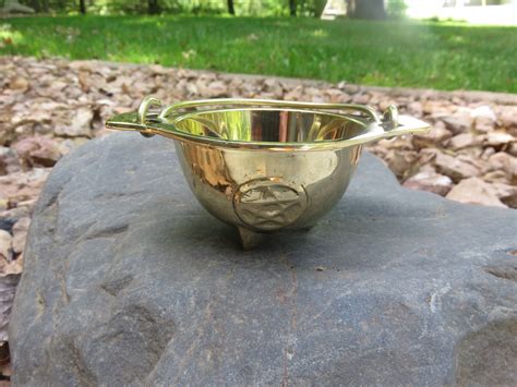 Solid Brass Mini Cauldron With Pentacle Small Witches Cauldron Charcoal Incense Burner Spells