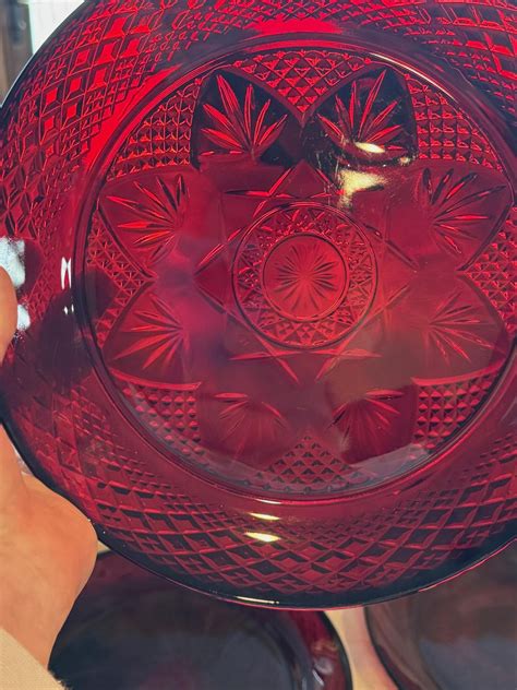 Vintage Cristal Darques Antique Ruby Red 1025 Dinner Plates Set Of 4 A